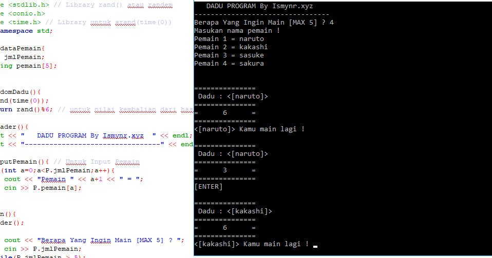 Contoh Program Random/Acak dengan Rand(), Srand() Lempar Dadu ...