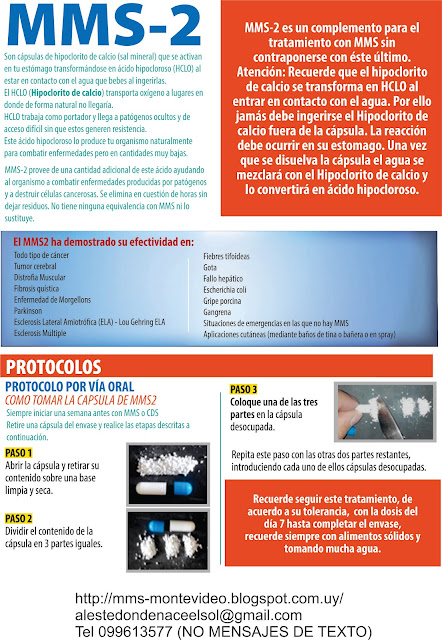 MMS - MONTEVIDEO - URUGUAY - CDS: MMS 2 (cápsulas de Hipoclorito de Calcio)