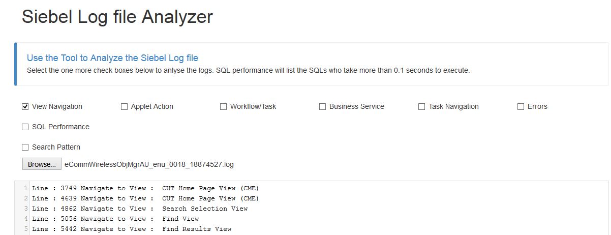 Siebel Log File Analyzer