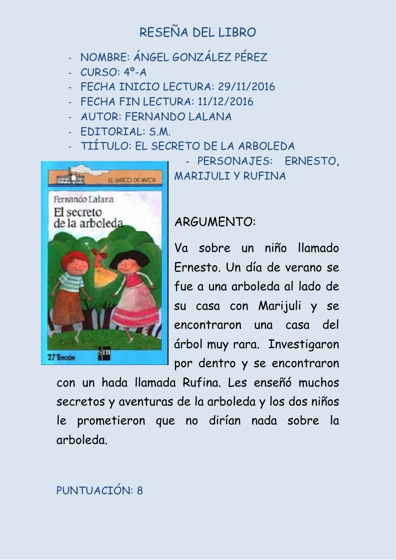 BLOG DE TRABAJOS ESCOLARES: RESEÑA DE UN LIBRO