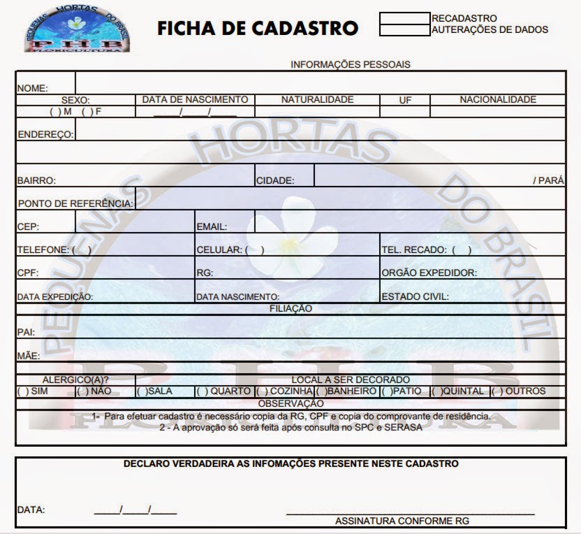 Ficha De Cadastro Domiciliar E Territorial - LIBRAIN