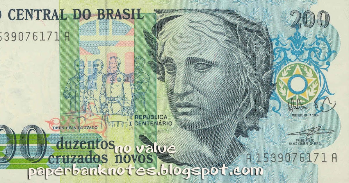 america: Brazil - 200 Cruzados Novos ND1989 Commemorative Centenary of ...