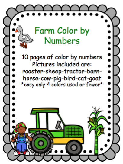 Farm Color by Numbers "No Prep" ~ Preschool Printables