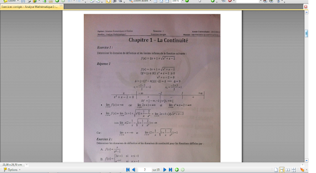 ANALYSE MATHÉMATIQUE -S1- - Economie et Gestion ANALYSE MATHÉMATIQUE -S1- - Economie et Gestion