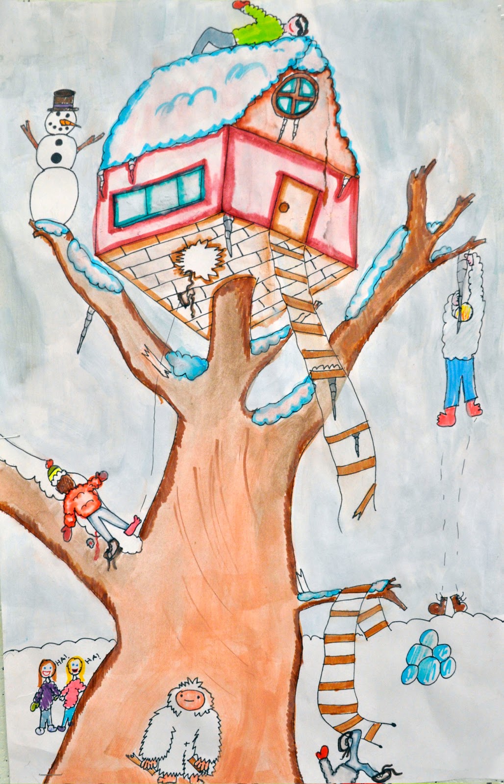 artisan des arts: 2 point perspective fantasy treehouses - grade 5/6