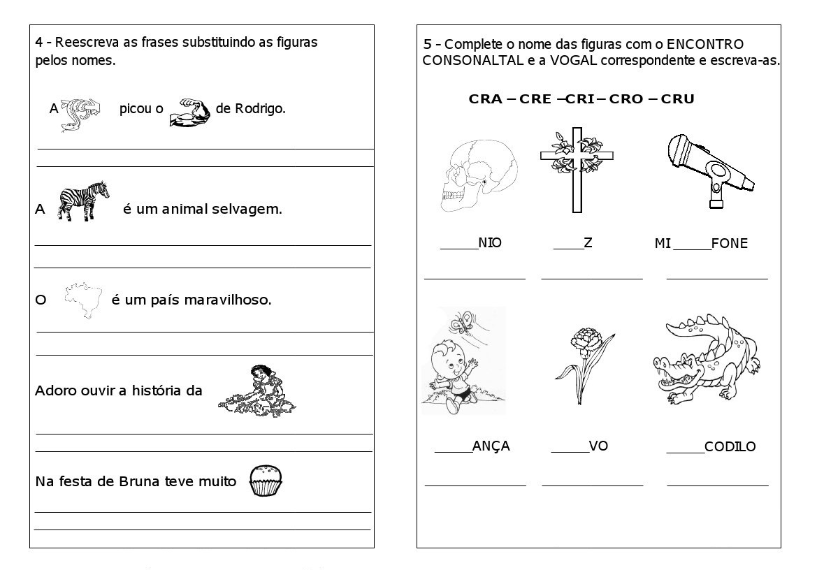 Atividades escolares: Atividades bra bre bri bro bru