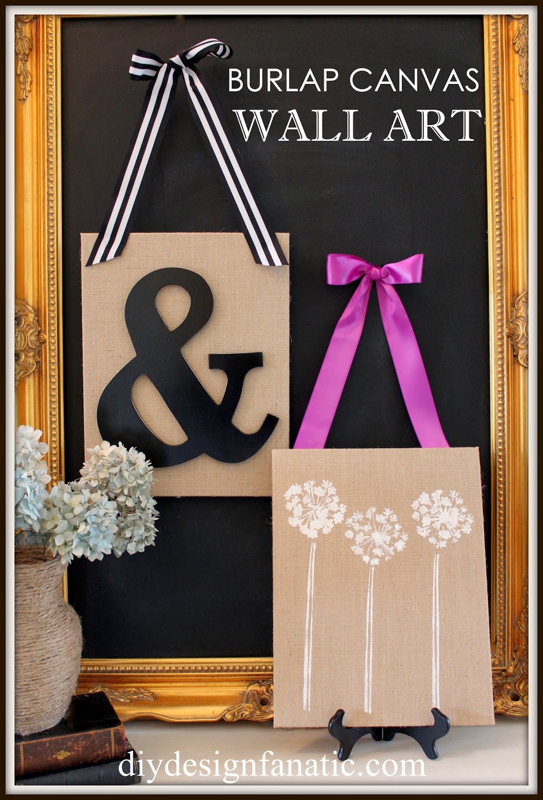 Yesterday I showed you how I made a super easy stenciled burlap wall art.