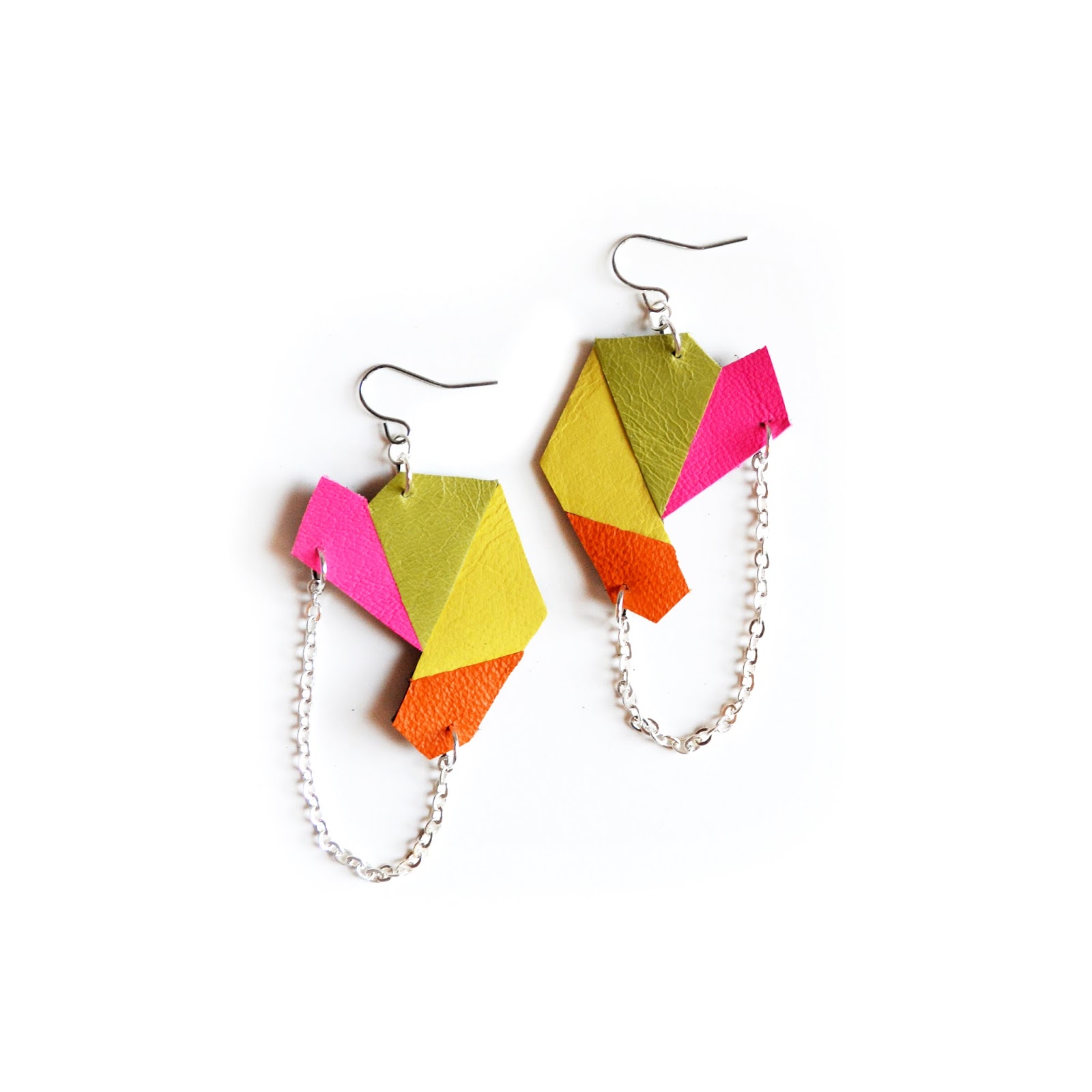 Boo and Boo Factory: Handmade Leather Earrings, Geometric Polygon and ...