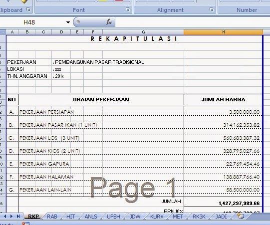 DOWNLOAD FILE RAB EXCELL DAN GAMBAR PASAR: Contoh Rab Pembangunan Pasar ...
