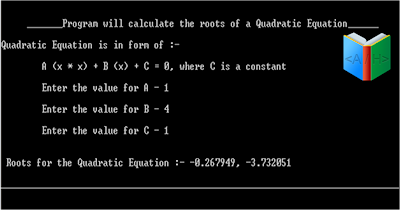 Assignment Hub: Real roots of a Quadratic Equation in C