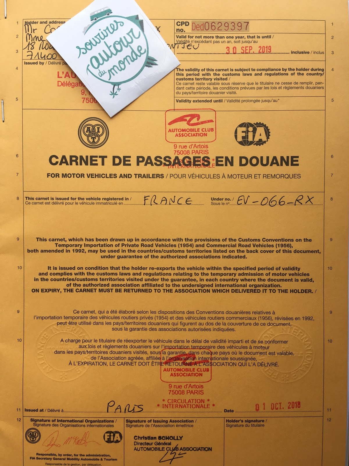 Voyager à l'étranger avec son véhicule, le Carnet de Passage en Douane