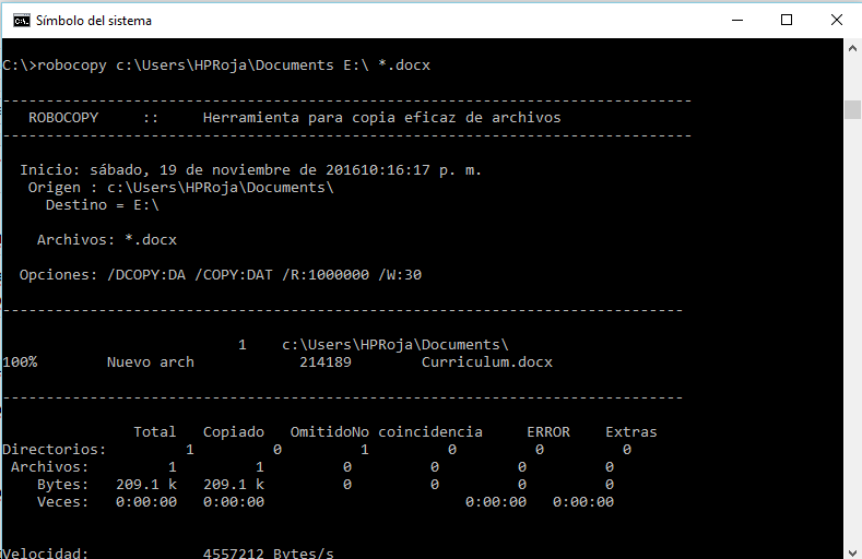 El comando Robocopy en Windows
