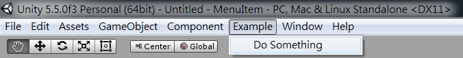 Unity Editor Menu Items