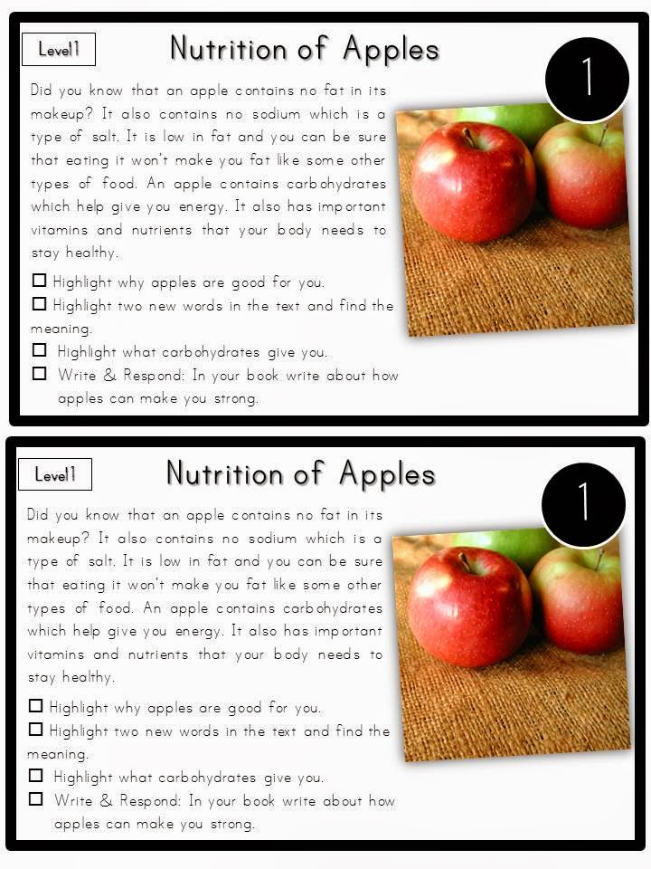 Classroom Freebies Too: Apples! Reading Comprehension Task Card Freebie