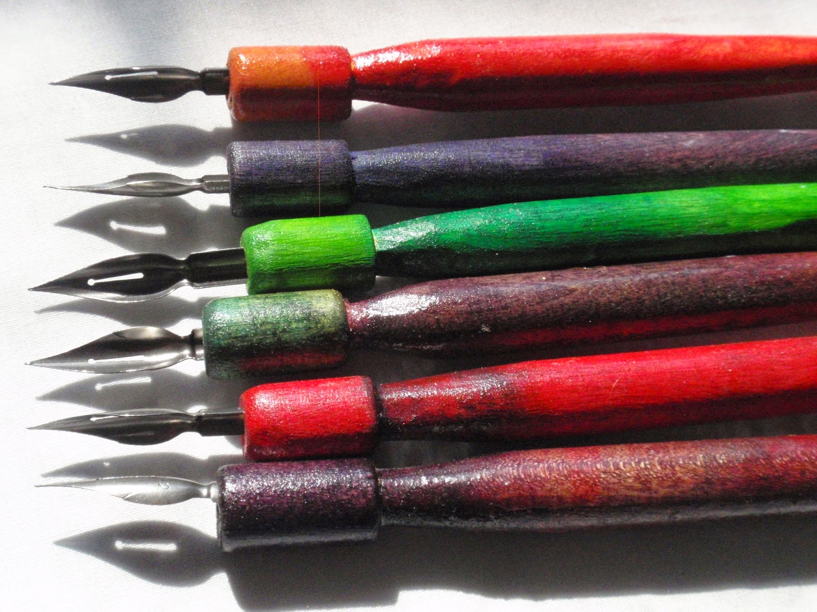 Dabblebag: Handcarved Dip Pen Nib Holders Stained with India Ink