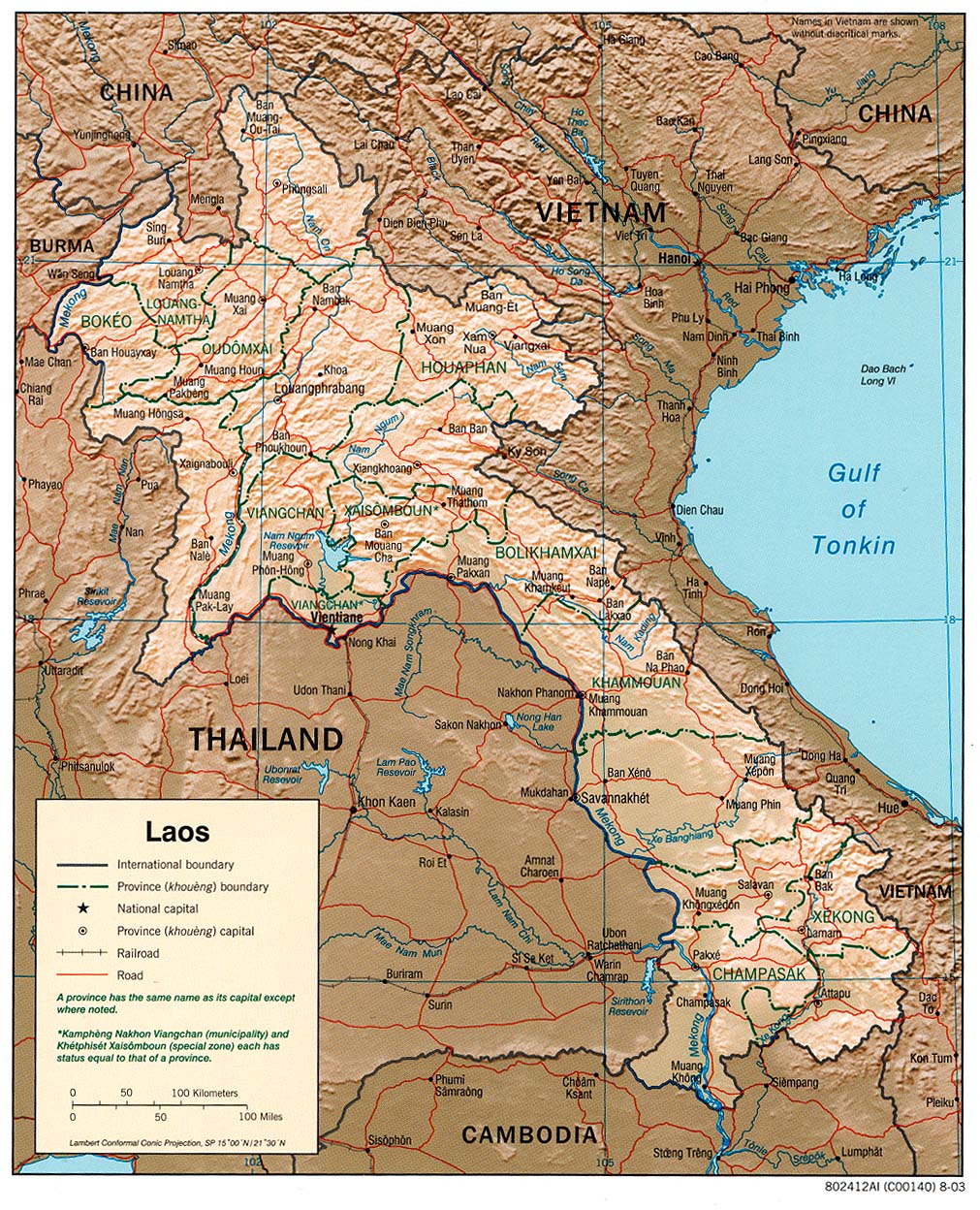 LAOS - GEOGRAPHICAL MAPS OF LAOS