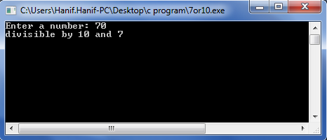 C Program to Check the Number is Divisible by 10 and 7 or Not