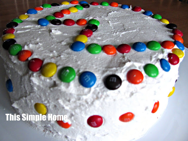 Simple M&M Cake Decoration - This Simple Home