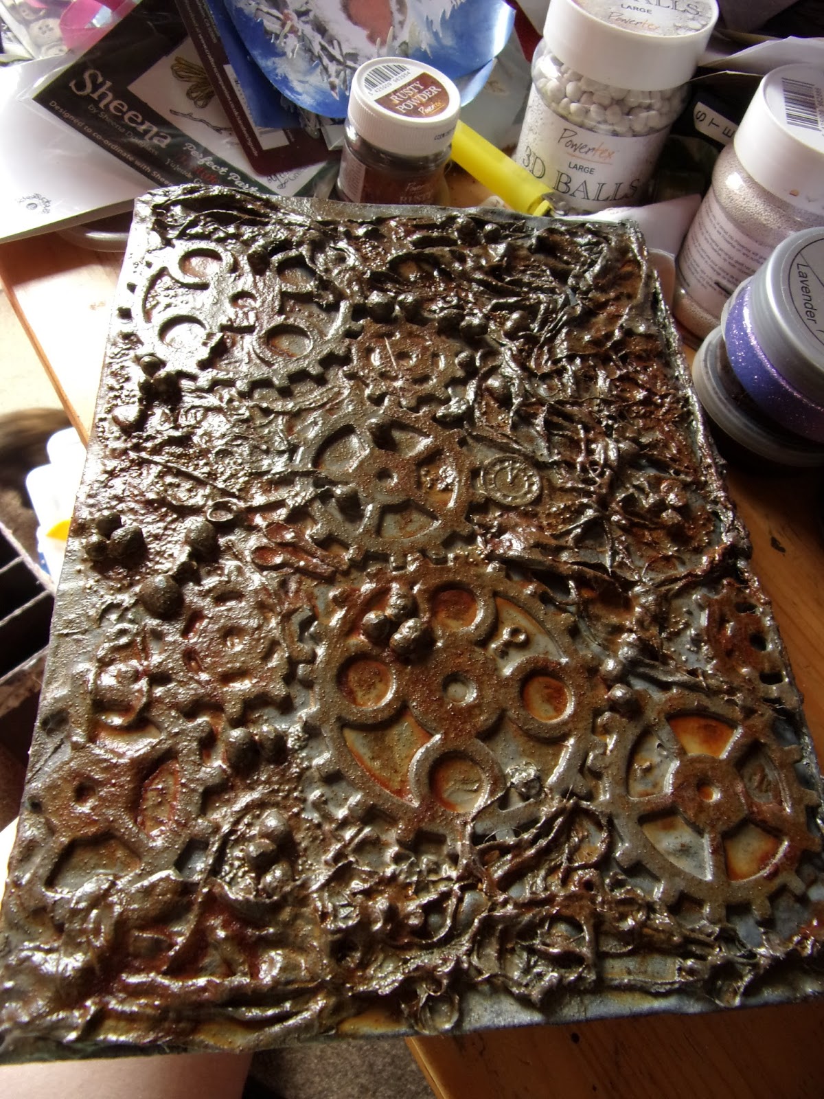 Crafting with PAWS: Playing with Powertex, Steampunk style Memory Book