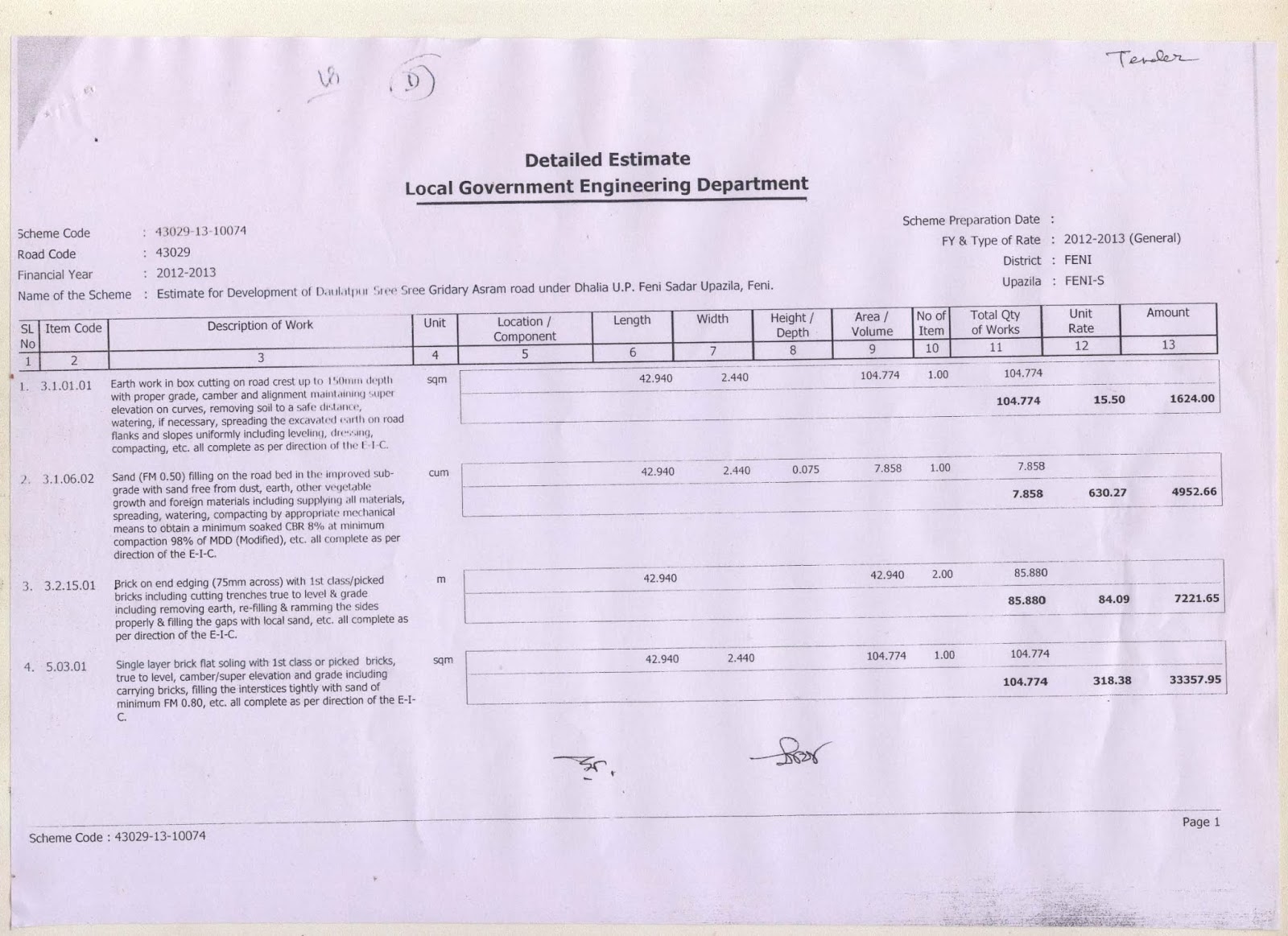 Estimate A CC Road: Step1