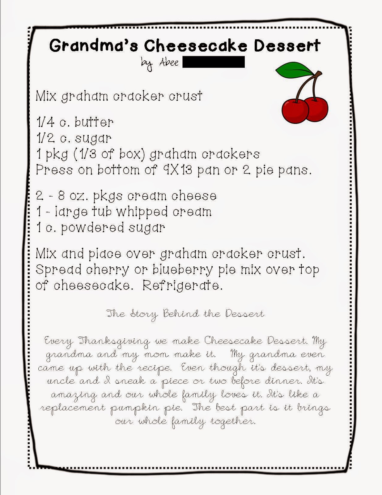Once Upon a Creative Classroom: A Thanksgiving Class Recipe Book and a ...