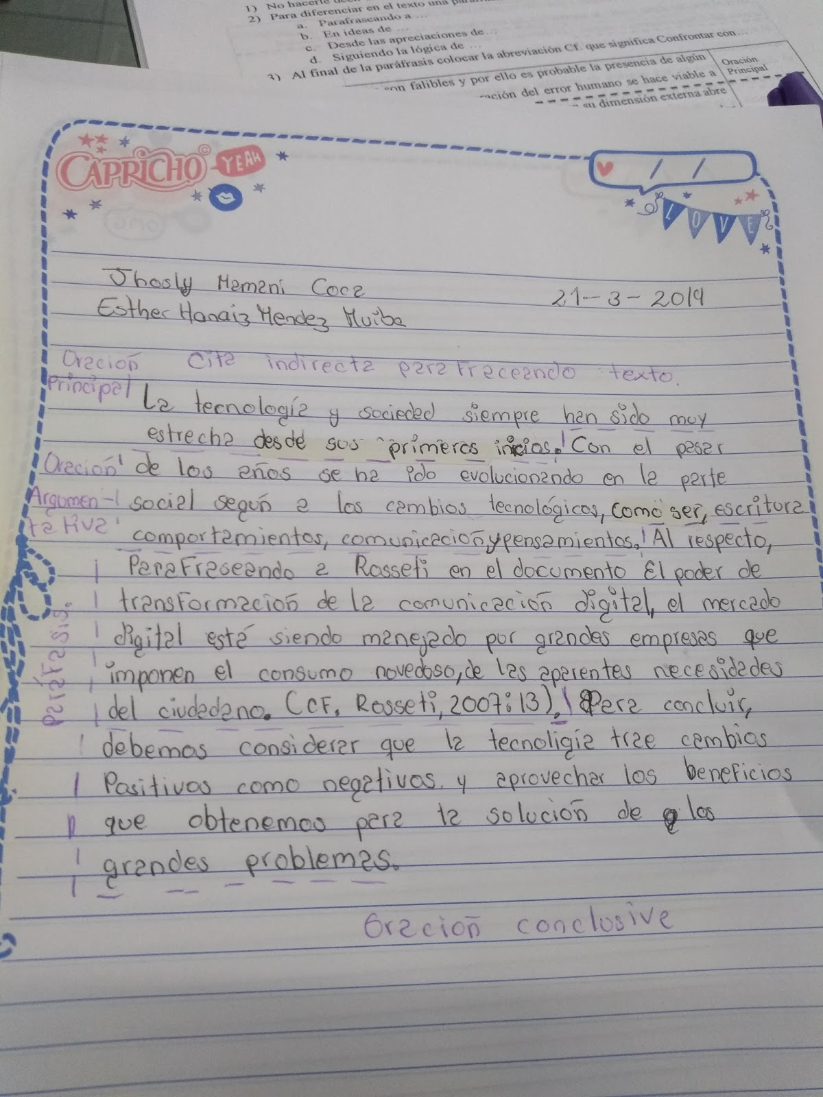 CITAS INDIRECTAS POR PARAFRASEO