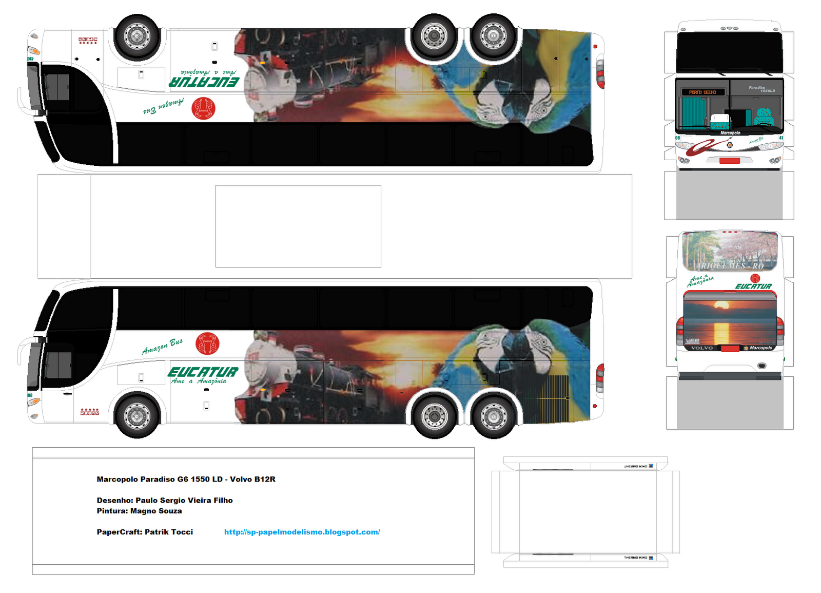 SP. Papel Modelismo: PaperCraft - Ônibus Eucatur - Marcopolo Paradiso ...