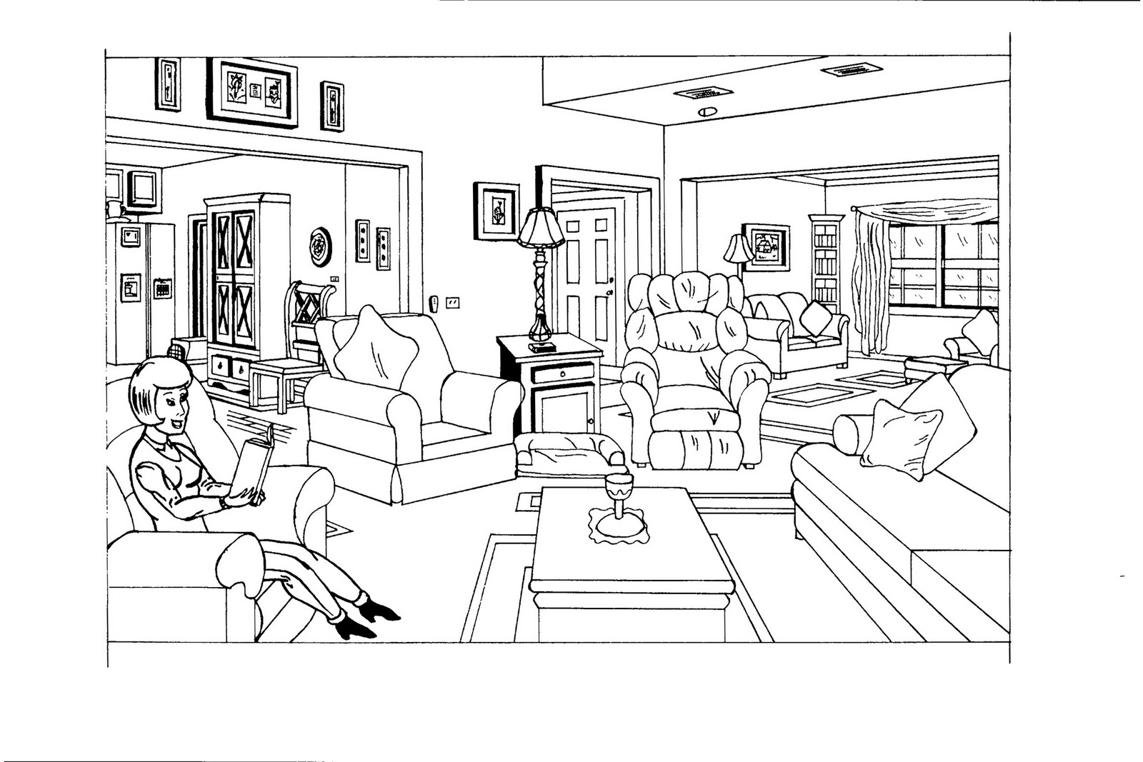 Living Room Coloring Pages