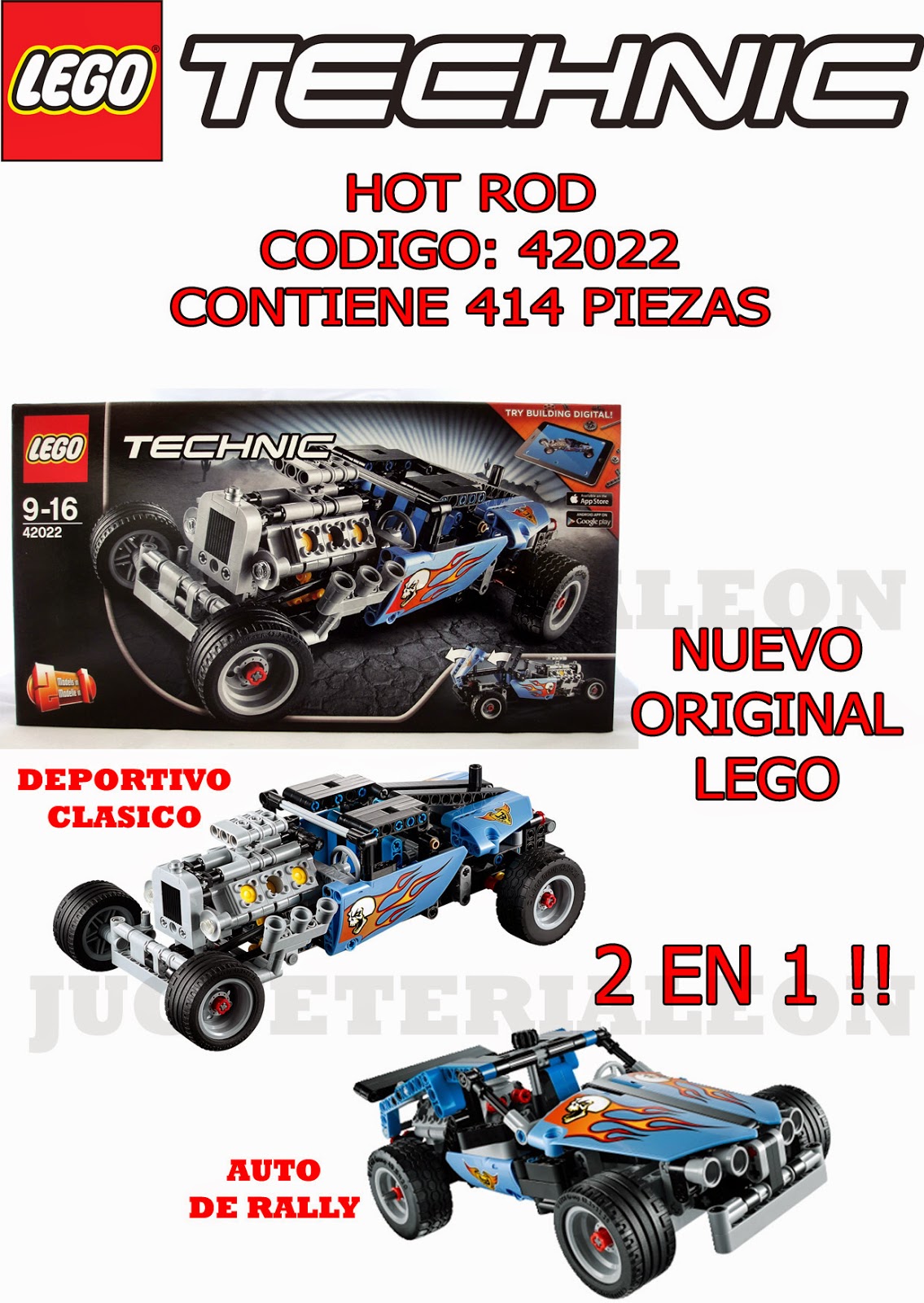Juguetería León: LEGO TECHNIC 42022 HOT ROD 2 EN 1 JUGUETERIALEON
