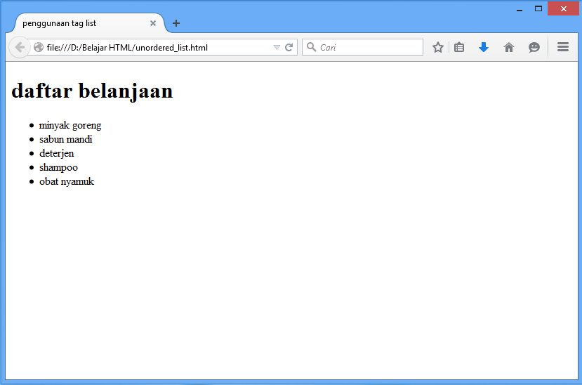 Cara Membuat Daftar/List di HTML (tag ol, ul dan li)
