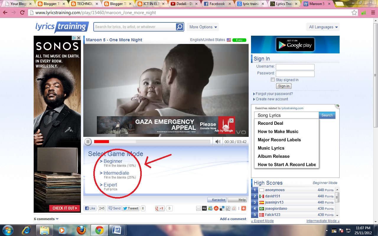 TECHNOLOGY IN TEACHING: Lyrics Training