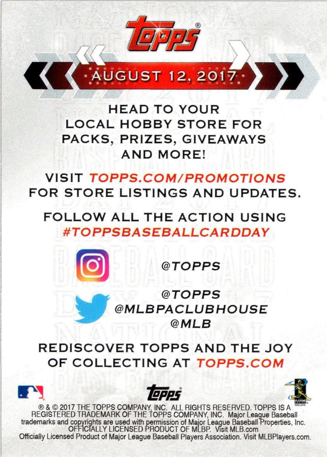 Dodgers Blue Heaven: 2017 Topps National Baseball Card Day Promo Cards ...