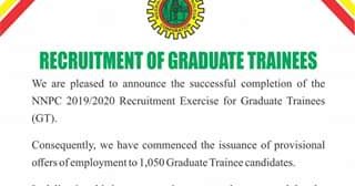 NNPC Graduates Trainees Recruitment 2019 - 2020 Update