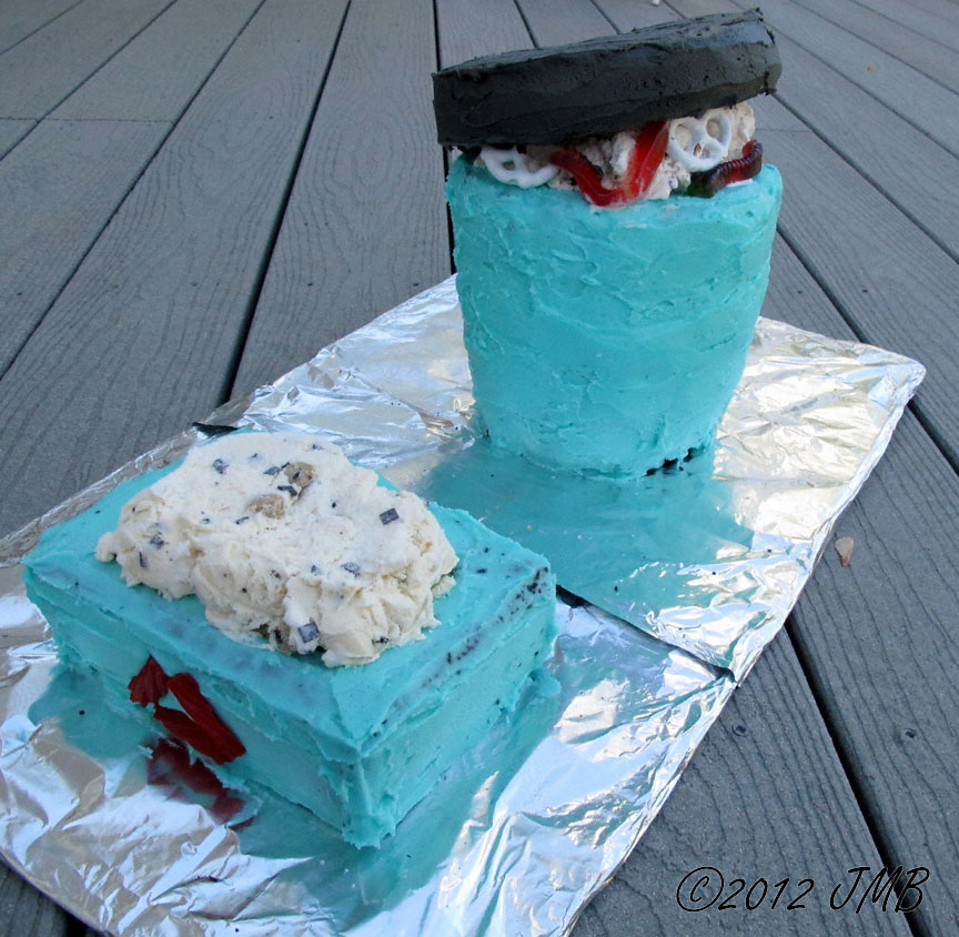 Flora Hiker: Garbage Can & Recyling Bin Cake for Son's Birthday