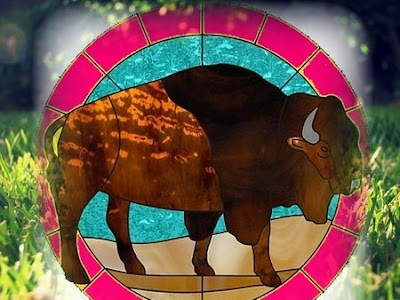 Stained Glass Buffalo Pattern ~ painting on glass