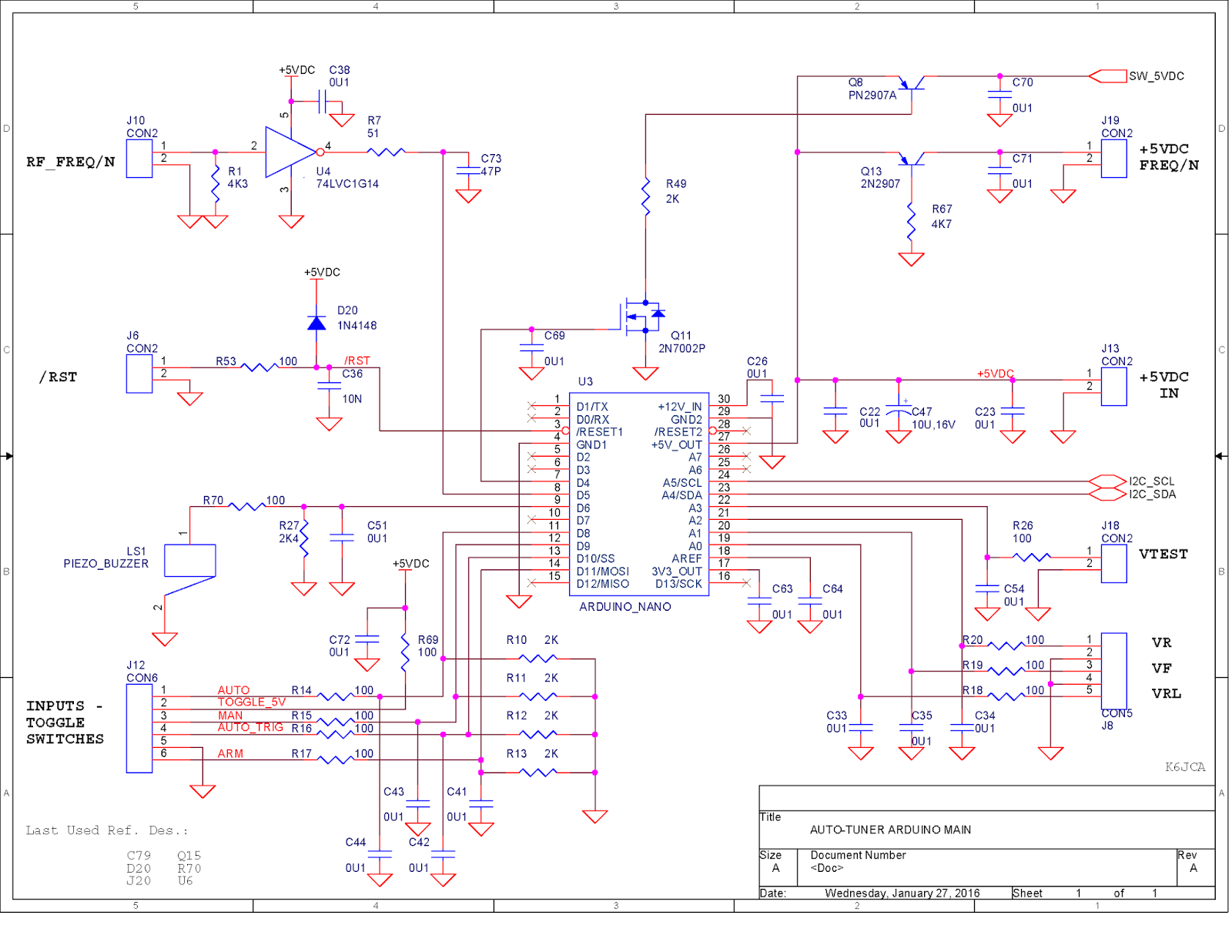 K6JCA: Antenna Auto-Tuner Design, Part 10: The Final Schematics