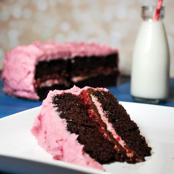 Dark Chocolate Cake with Raspberry Cream Cheese Frosting - Amanda ...