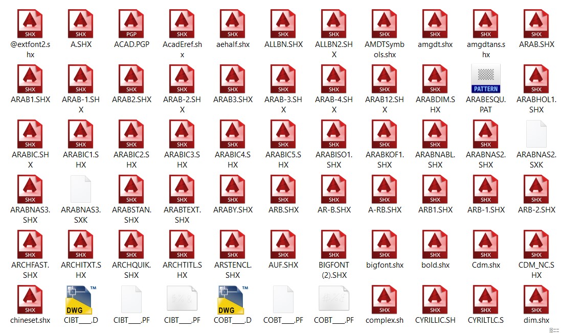تجميعه كبيرة من الخطوط العربية و الأجنبية المستخدمه في الأتوكاد ...