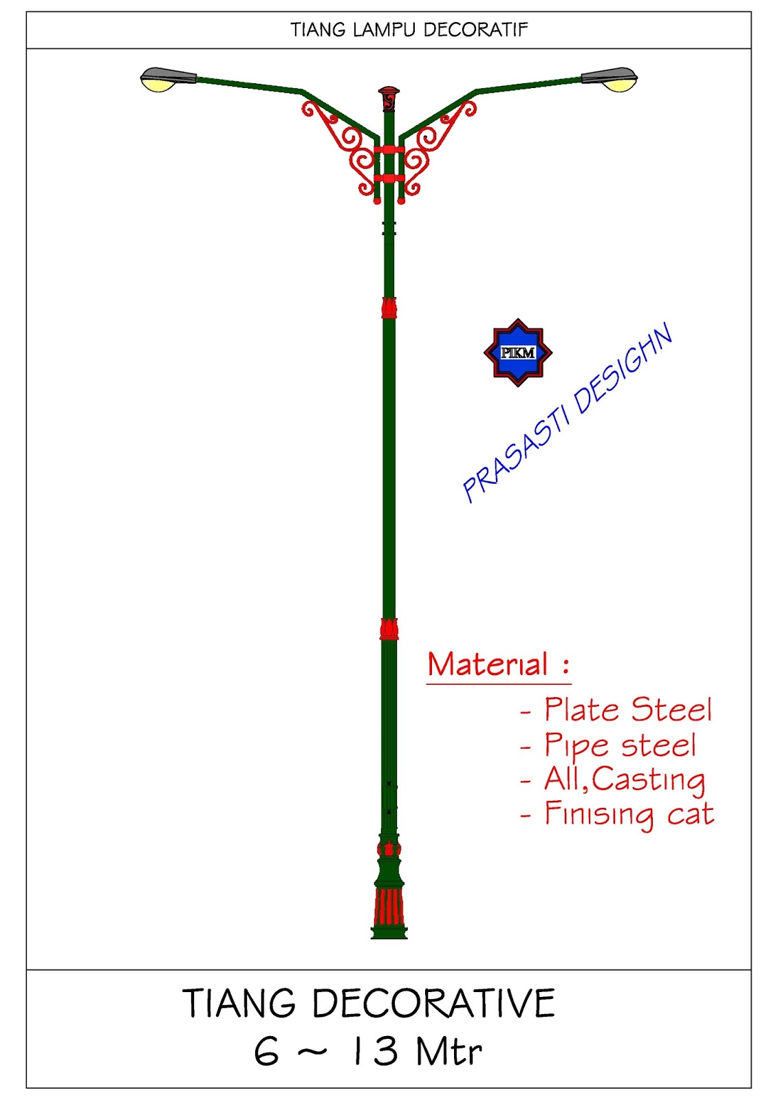 Cv Prasasti Jual Tiang Pju Octagonal Lampu Jalan Antik Solar Cell Galvanis