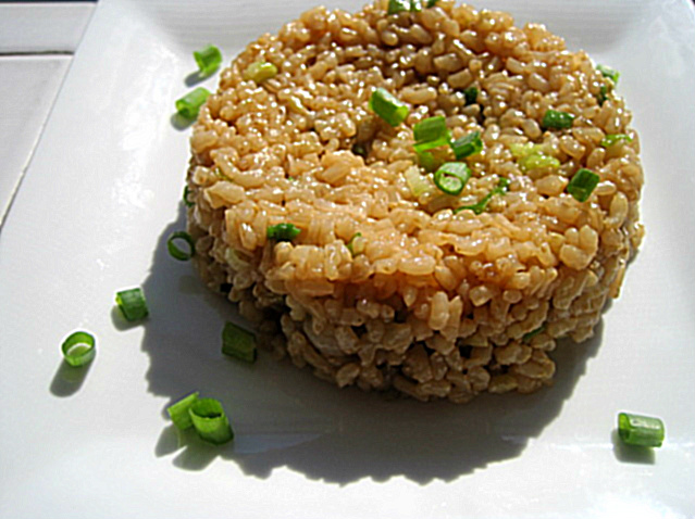 Taste the Rainbow: Brown Rice with Beef Broth and Scallions
