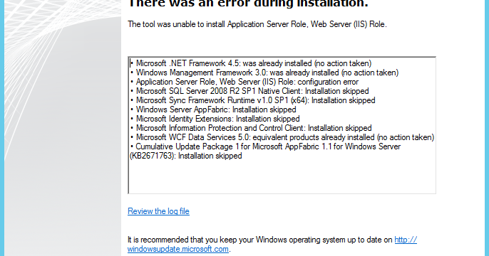 SharePoint \ SQL Server: SharePoint 2013 on Windows Server 2012 R2 : The tool was unable to ...