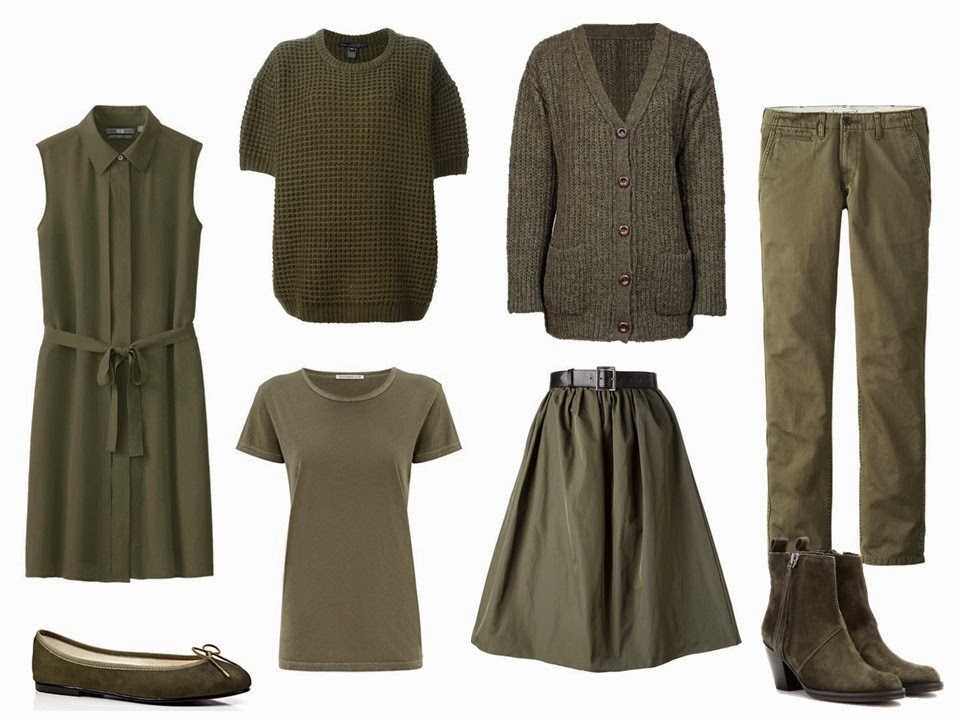 Olive Outfits with Accessories in Brown, Lacy Gold and Turquoise with ...