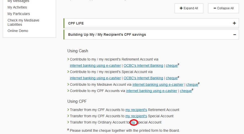 Singapore Saves: Topping Up Special Account (SA) Using Ordinary Account ...