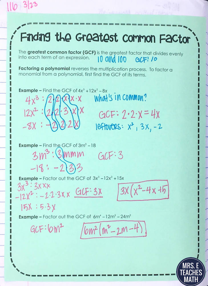 Intro to Polynomials INB Pages | Mrs. E Teaches Math