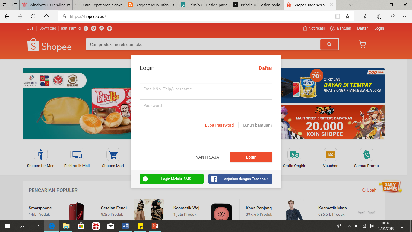 Muh. Irfan Hs: Prinsip UI Design pada Website Shopee