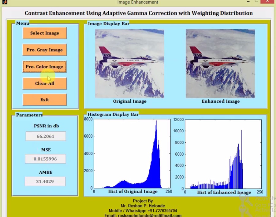 Matlab Project With Source Code Contrast Enhancement Using Adaptive Gamma Correction With