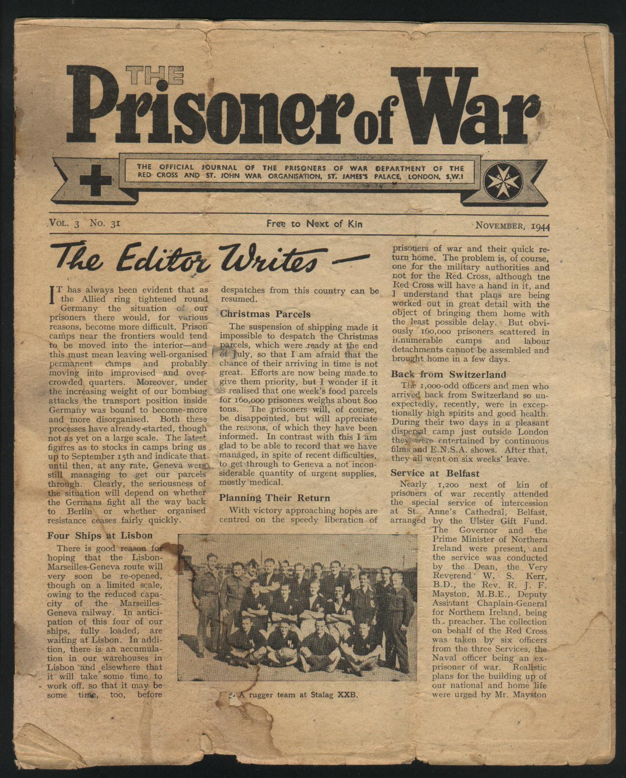 WWII Memories: Red Cross Journals - Volume 3, No. 31, November 1944