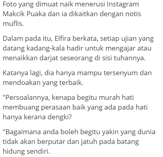 Reaksi Elfira Loy selepas fail notis muflis tersebar | Berita Ramai