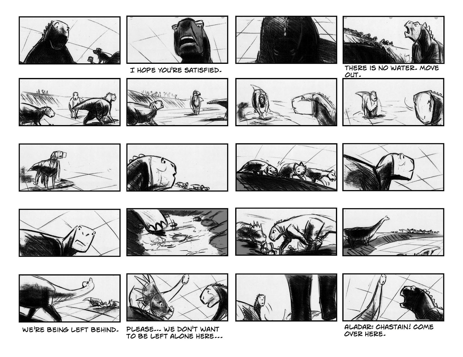 Francis Glebas - Critical Opalescence: Dinosaur storyboards