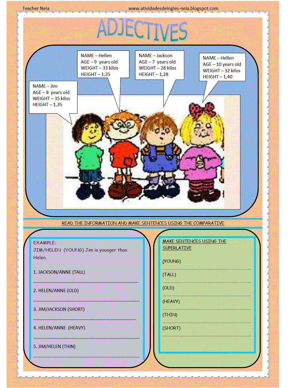 ATIVIDADES DE INGLÊS 8° ANO - ADJETIVOS EXERCÍCIOS . ~ Atividades para ... ATIVIDADES DE INGLÊS 8° ANO - ADJETIVOS EXERCÍCIOS . ~ Atividades para ...